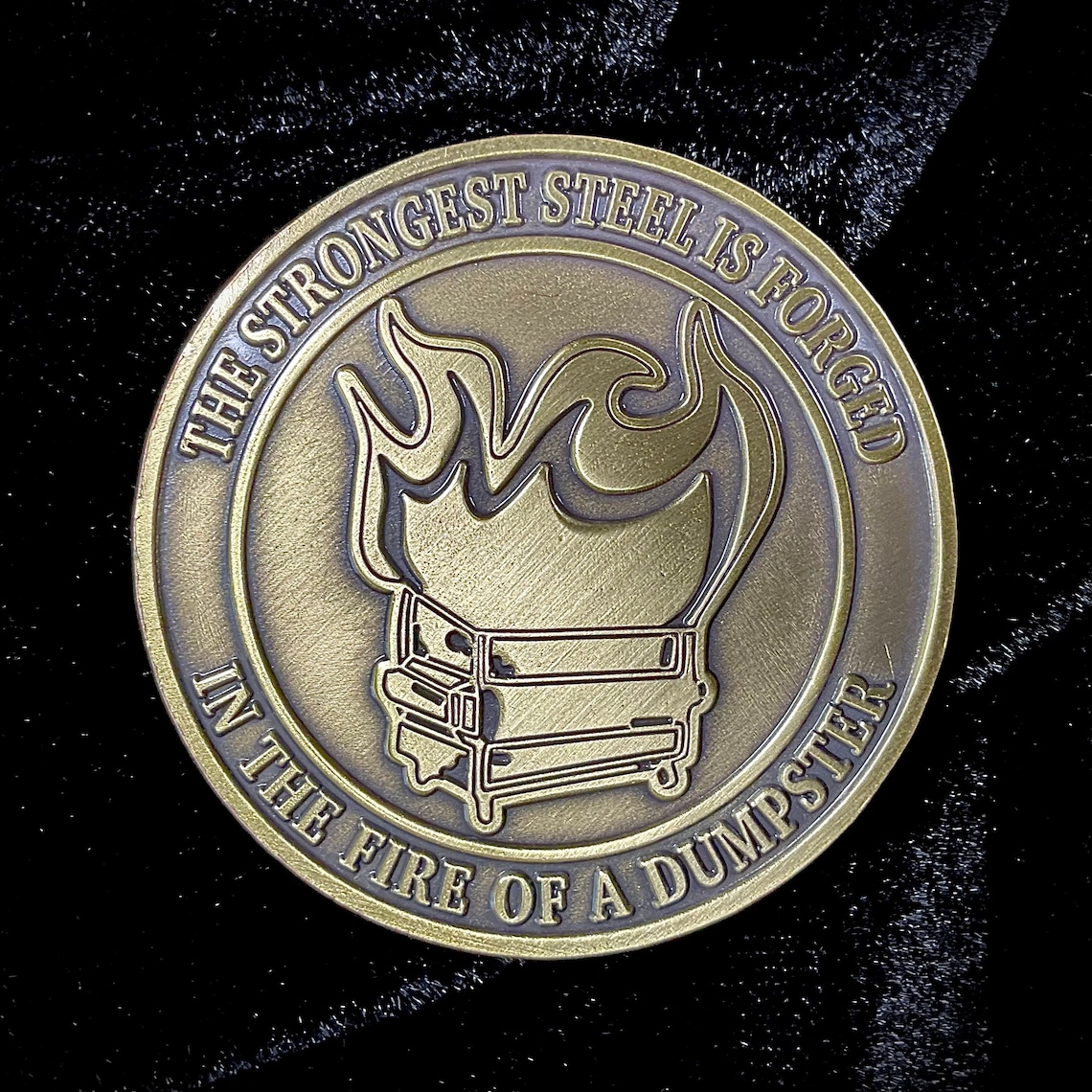 Dumpster Fire Challenge Coin Antique Bronze | Etsy