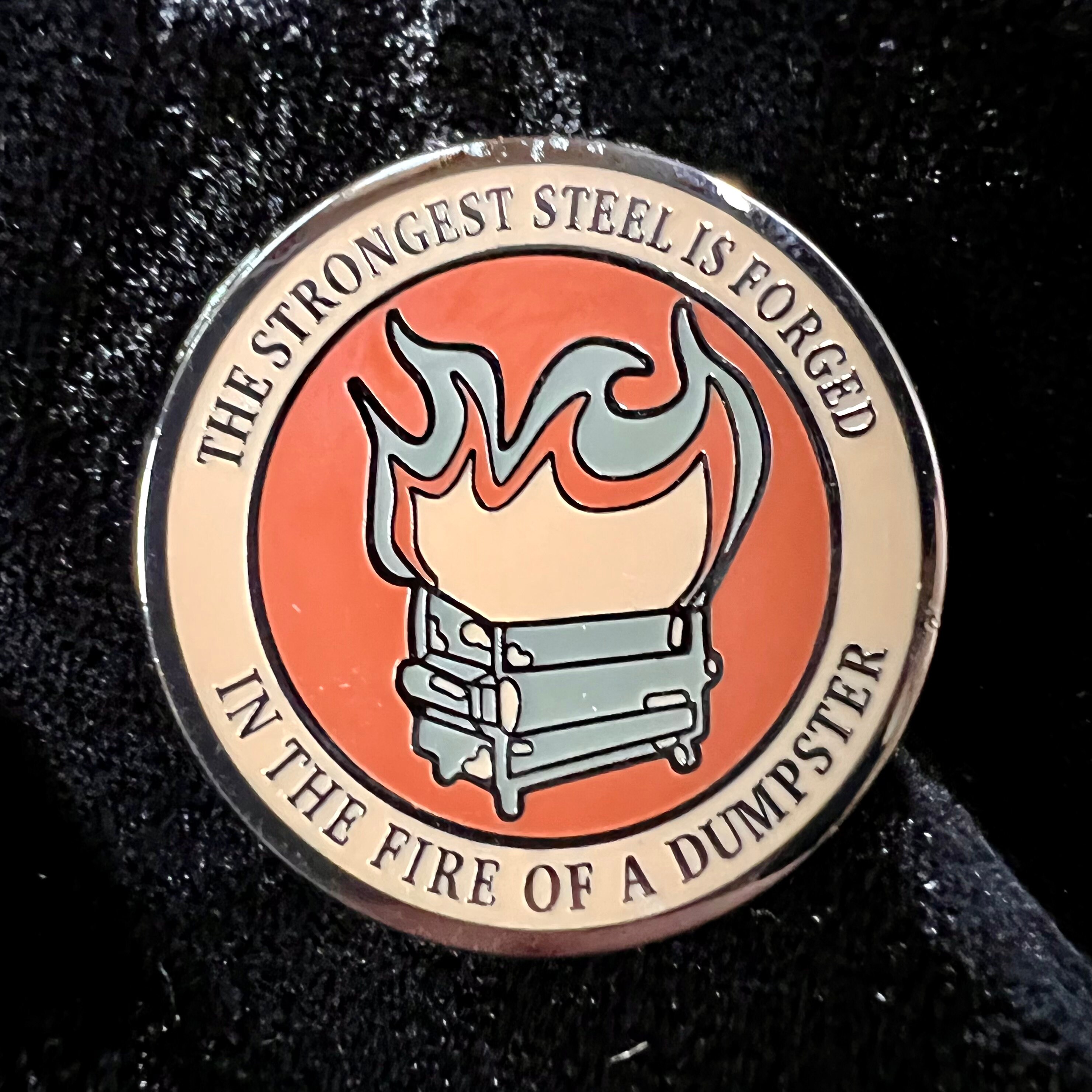Dumpster Fire Pin | Dark Mode — The Fine Art Revolution