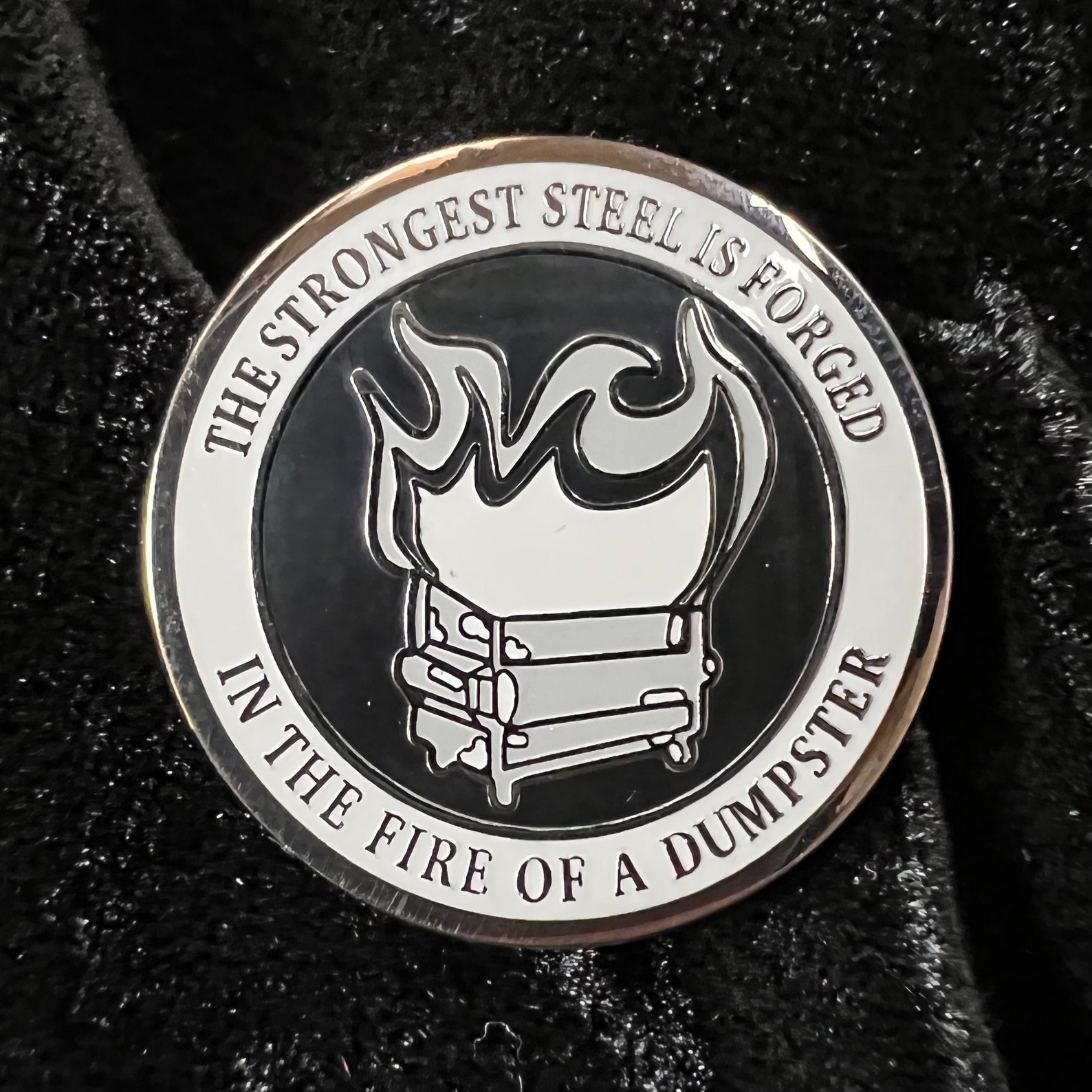 Dumpster Fire Pin | Dark Mode - Etsy