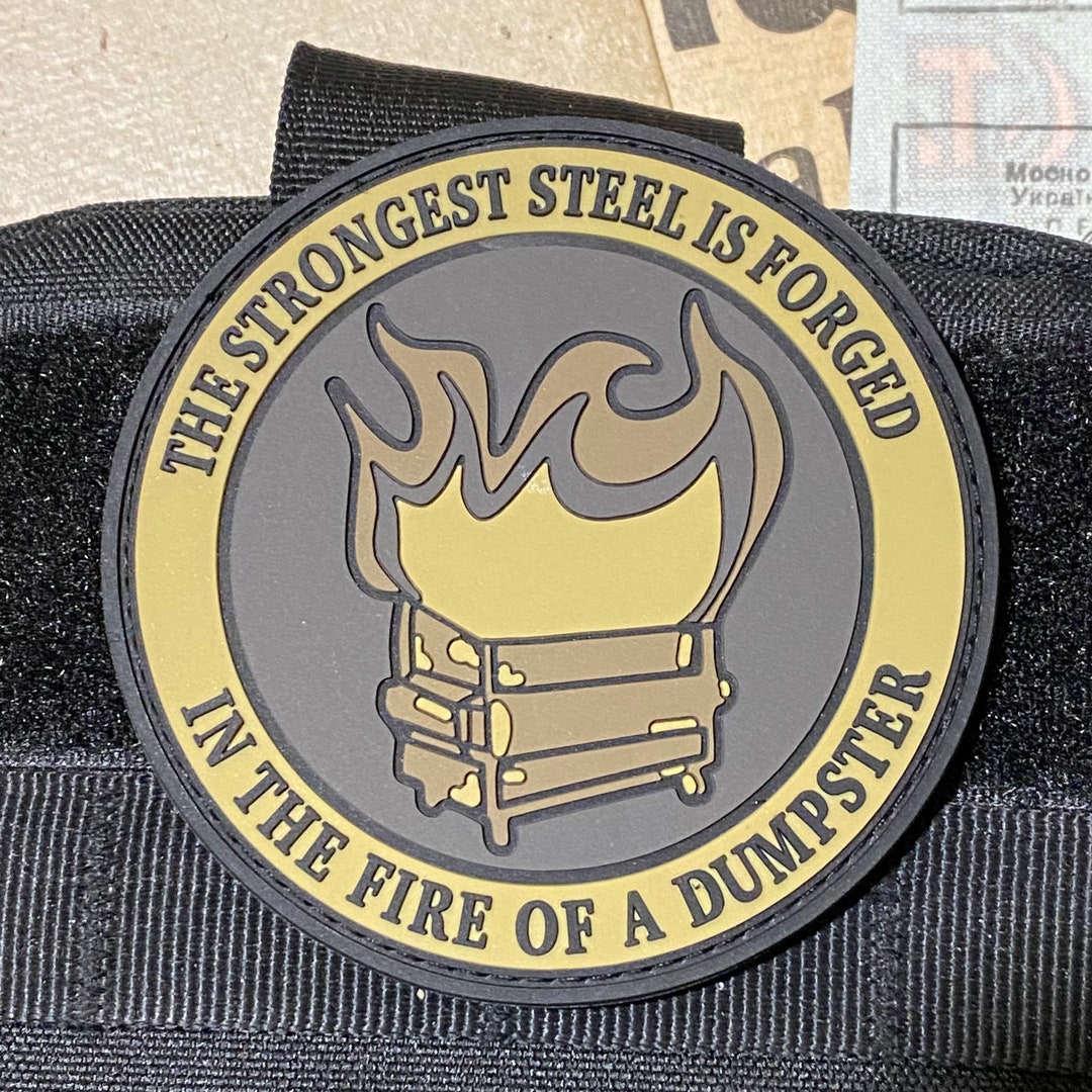 Dumpster Fire Morale Patch | Sand | PVC Hook and Loop Patch - Etsy