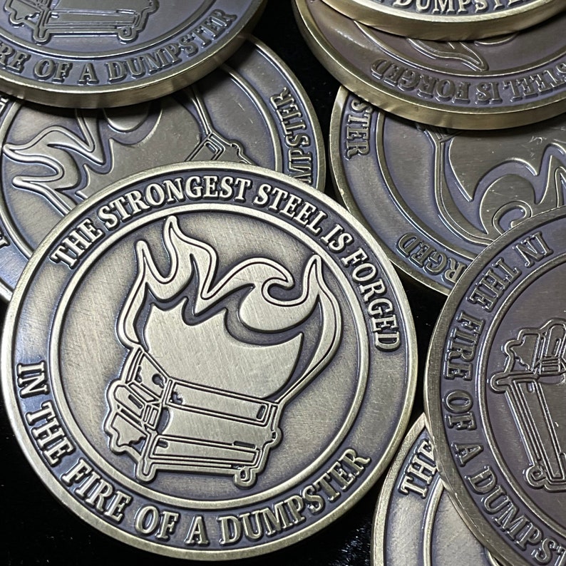 Dumpster Fire Challenge Coin Antique Bronze | Etsy