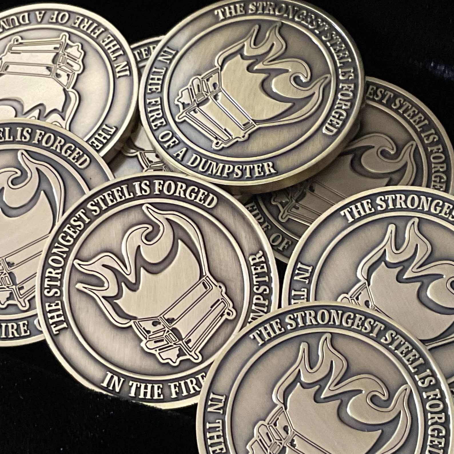 Dumpster Fire Challenge Coin Antique Bronze | Etsy