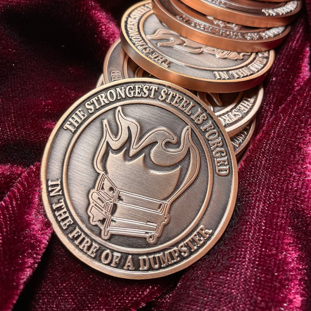 Dumpster Fire Challenge Coin | Antique Copper - Etsy