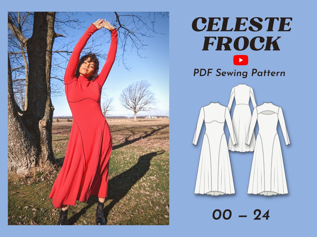 Flowy Sweater Dress - Celeste Frock Digital Sewing Pattern - Etsy