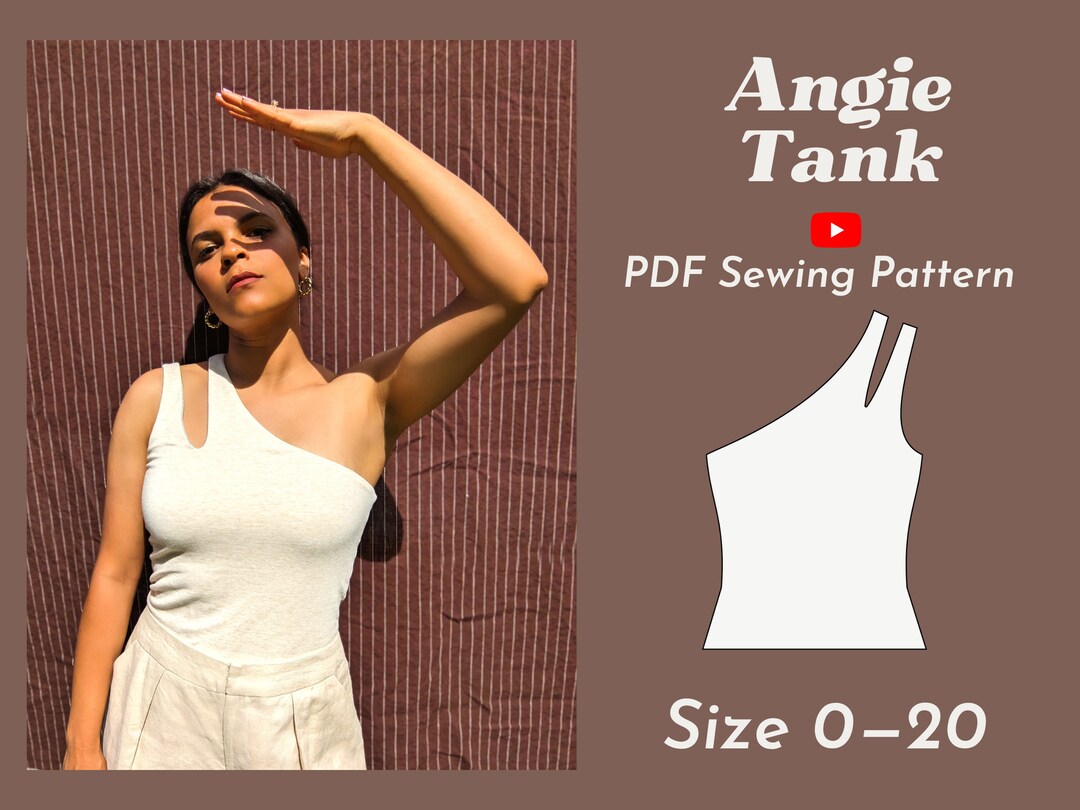 One Shoulder Tank Top PDF Sewing Pattern Angie Tank - Etsy