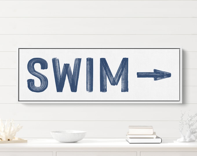 Large Swim Direction Sign With Arrow | Pool House Decor - Etsy