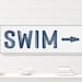 Large Swim Direction Sign With Arrow Pool House Decor | Etsy