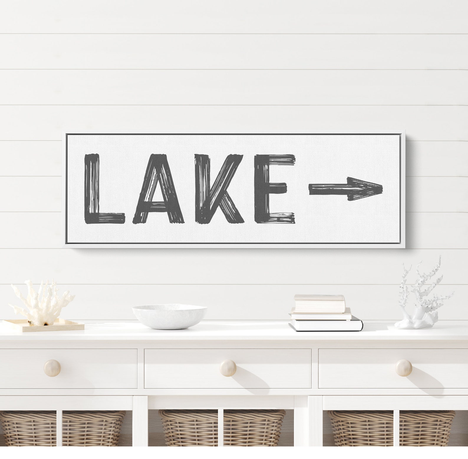 Large Canvas Lake Sign Lake Arrow Direction Sign Lake - Etsy
