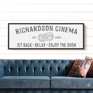 Custom Cinema Sign | Personalized Movie Theater Decor With Last Name ...