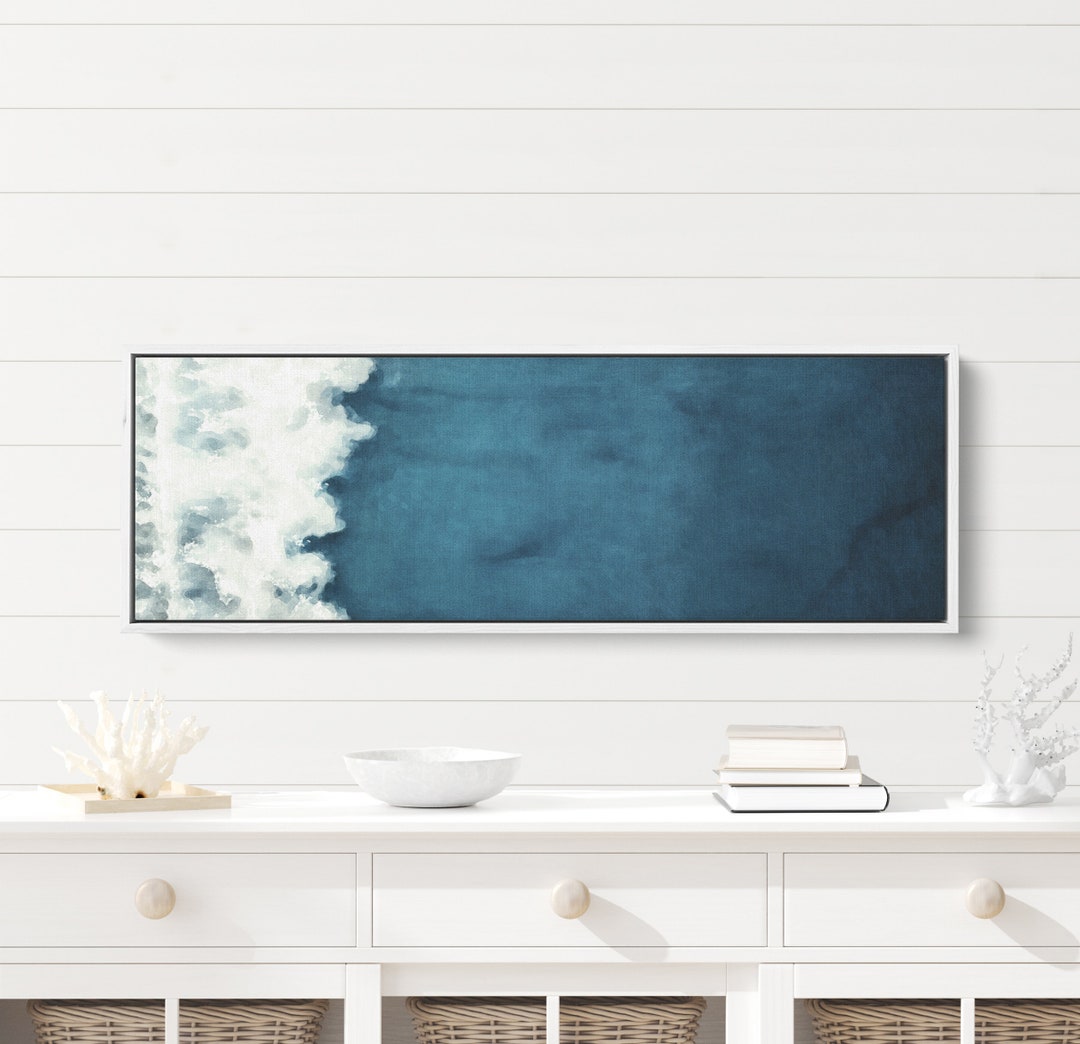 Waves in Ocean Wall Art | Extra Large Canvas Print | Blue Beach Decor ...