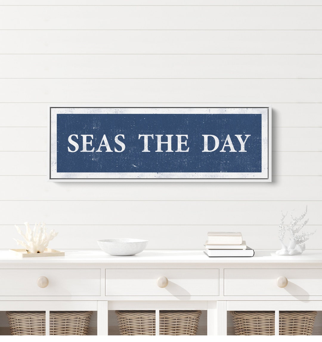 Seas the Day Sign | Distressed Beach House Wall Decor - Etsy