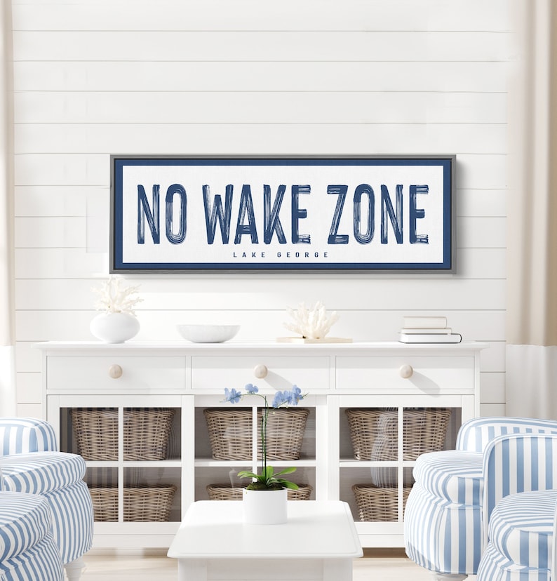 Personalized No Wake Zone Sign | Sign Above Bed for Lake House | Lake ...