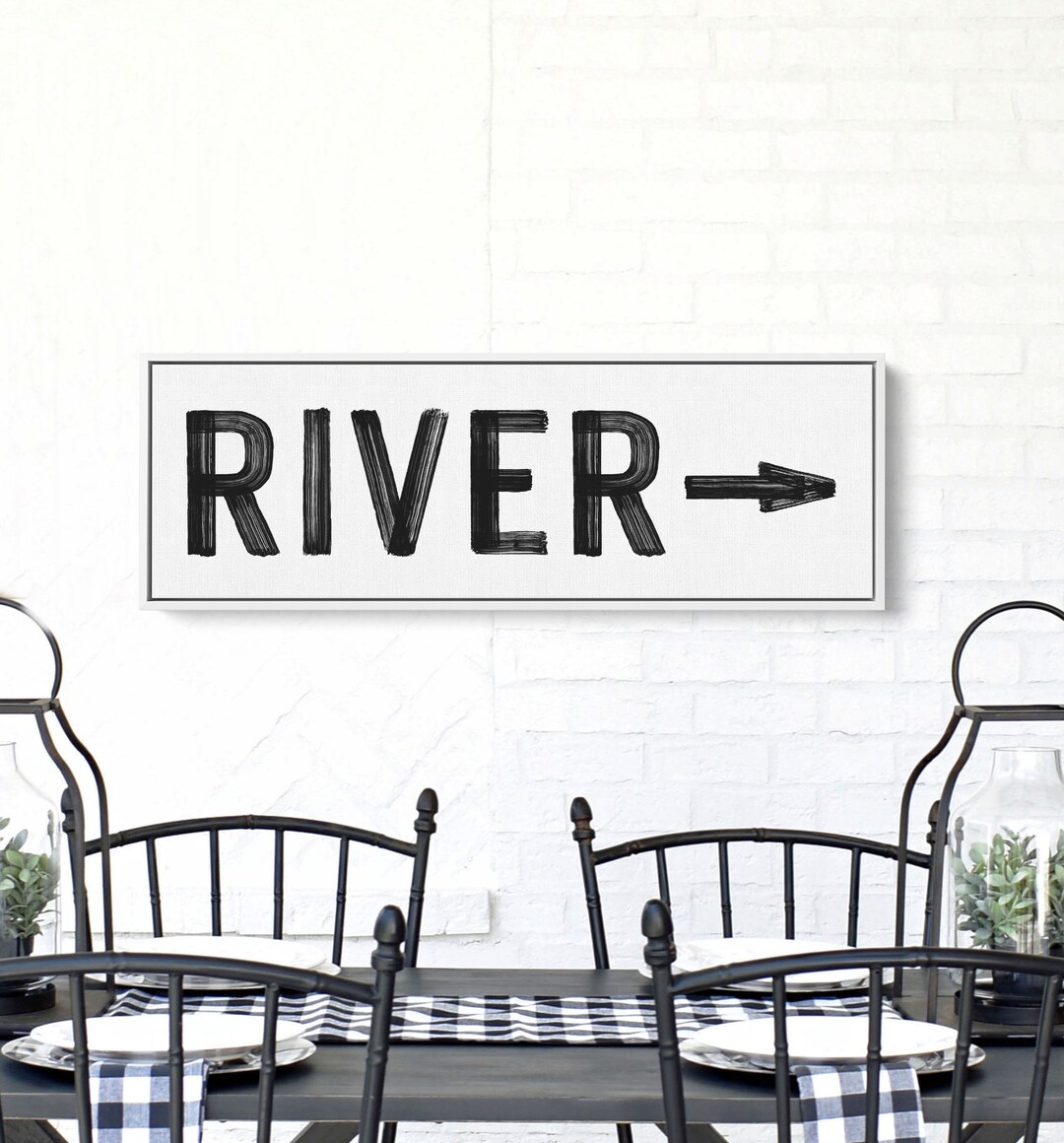 Large Canvas River Sign | River Arrow Direction Sign - Etsy