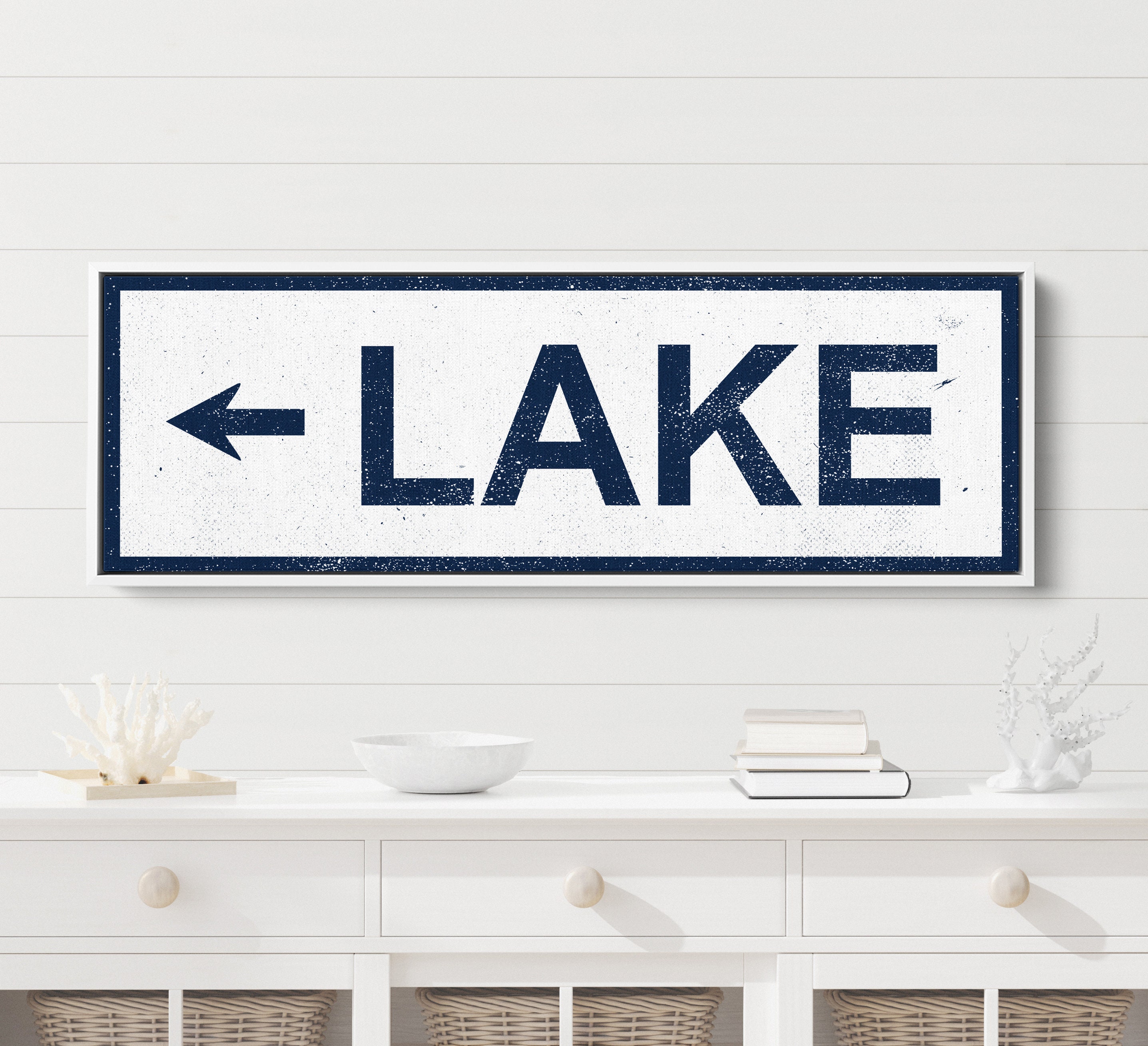Large Canvas Lake Sign Lake Direction Sign Lake House Decor | Etsy