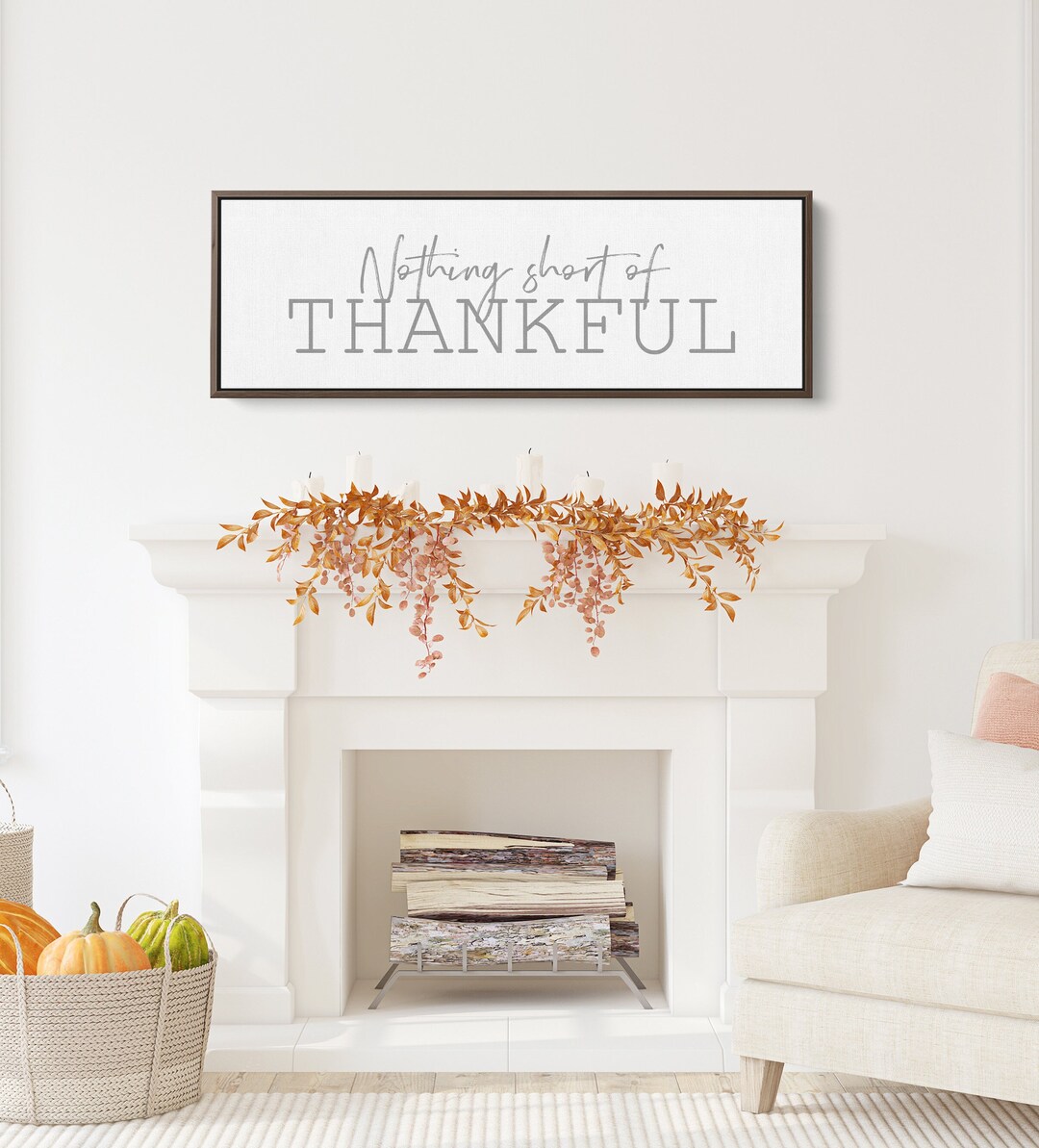 Nothing Short of Thankful | Large Sign for Kitchen or Dining Room ...