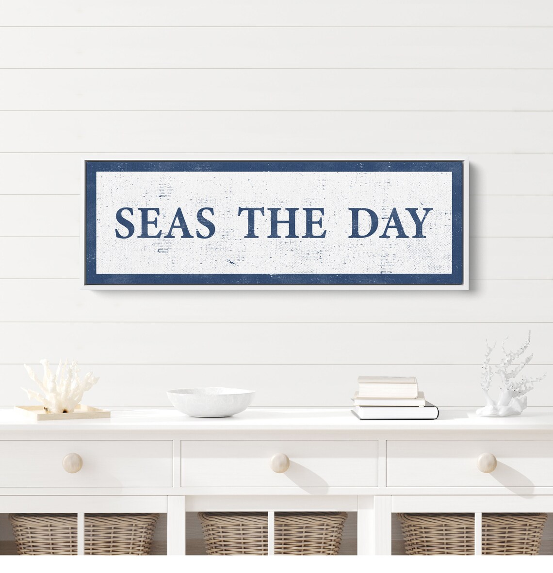Seas The Day Sign Distressed Beach House Wall Decor | Etsy