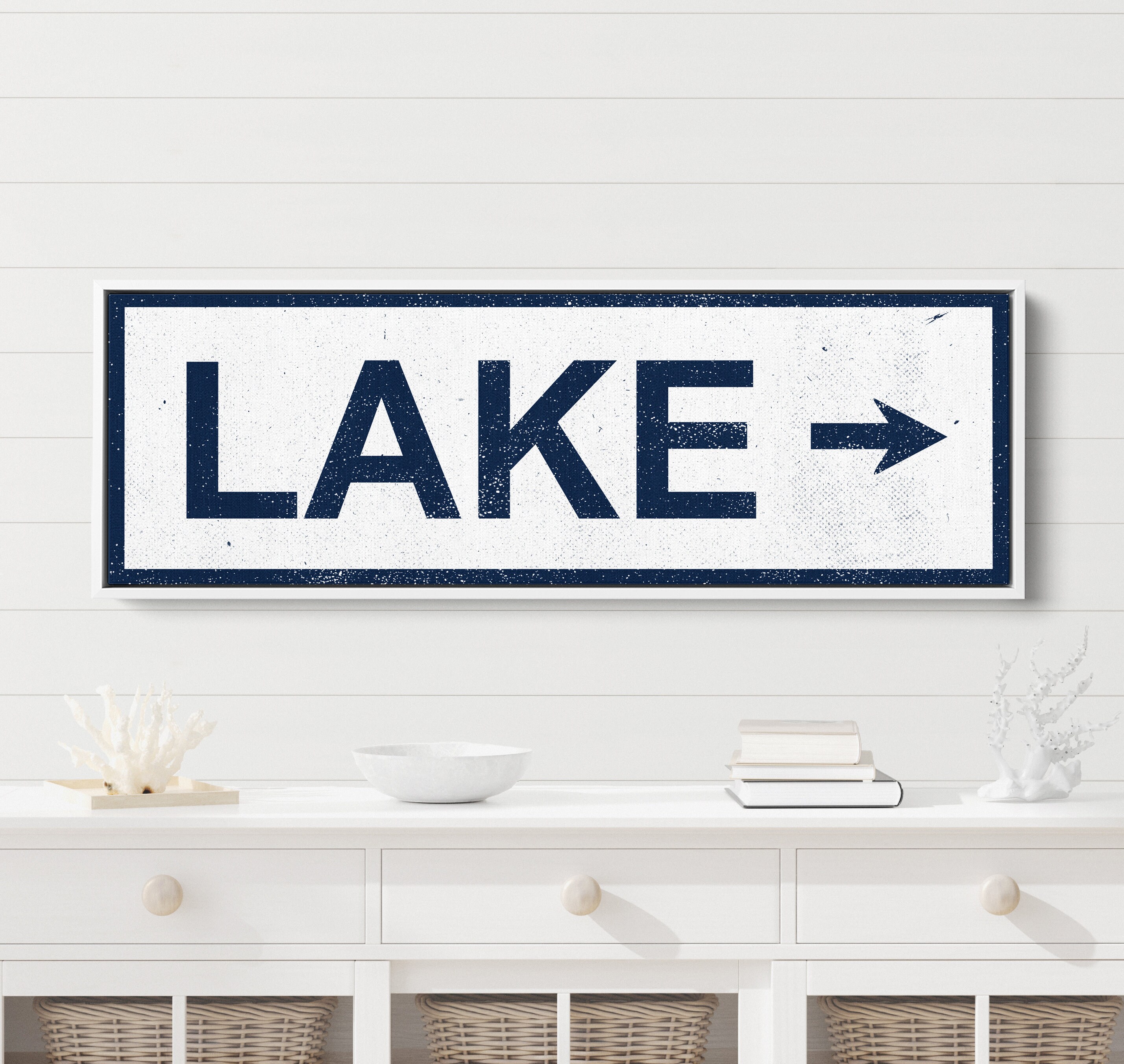 Large Canvas Lake Sign Lake Direction Sign Lake House Decor | Etsy