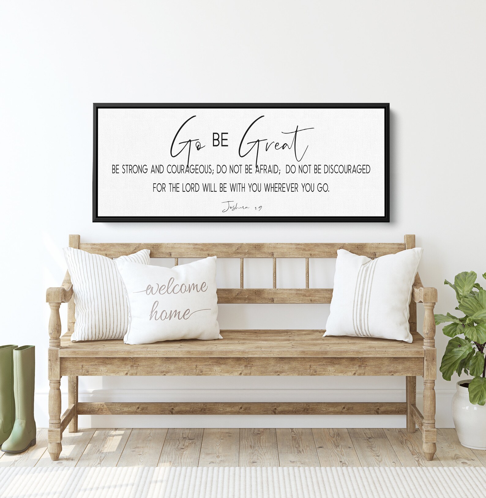 Go Be Great Large Framed Canvas Sign Joshua 1:9 Scripture Wall Decor ...