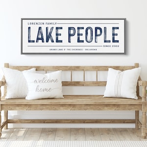 Large Canvas Lake Sign | Lake People Sign | Lake House Decor | Rustic ...