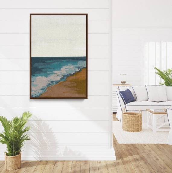 Minimalist Beach Abstract Art Print on Canvas Seaside Beach | Etsy