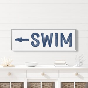 Large Swim Direction Sign With Arrow | Pool House Decor - Etsy