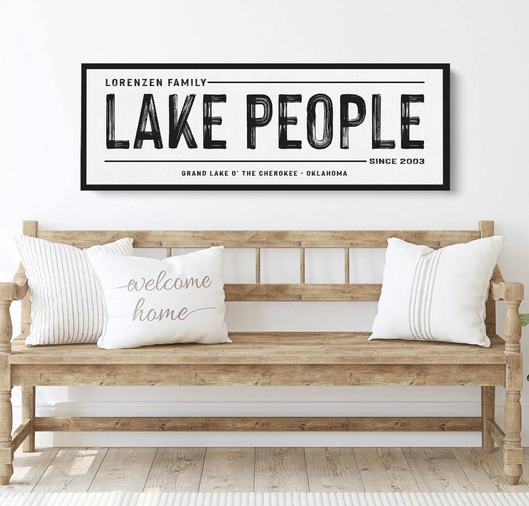 Large Canvas Lake Sign | Lake People Sign | Lake House Decor | Rustic ...