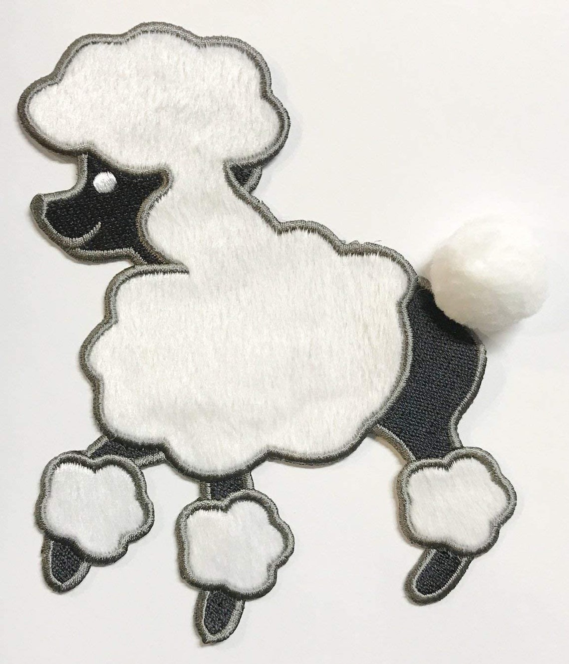 Poodle Applique in Black and White Medium Size Sew-on (individual or ...