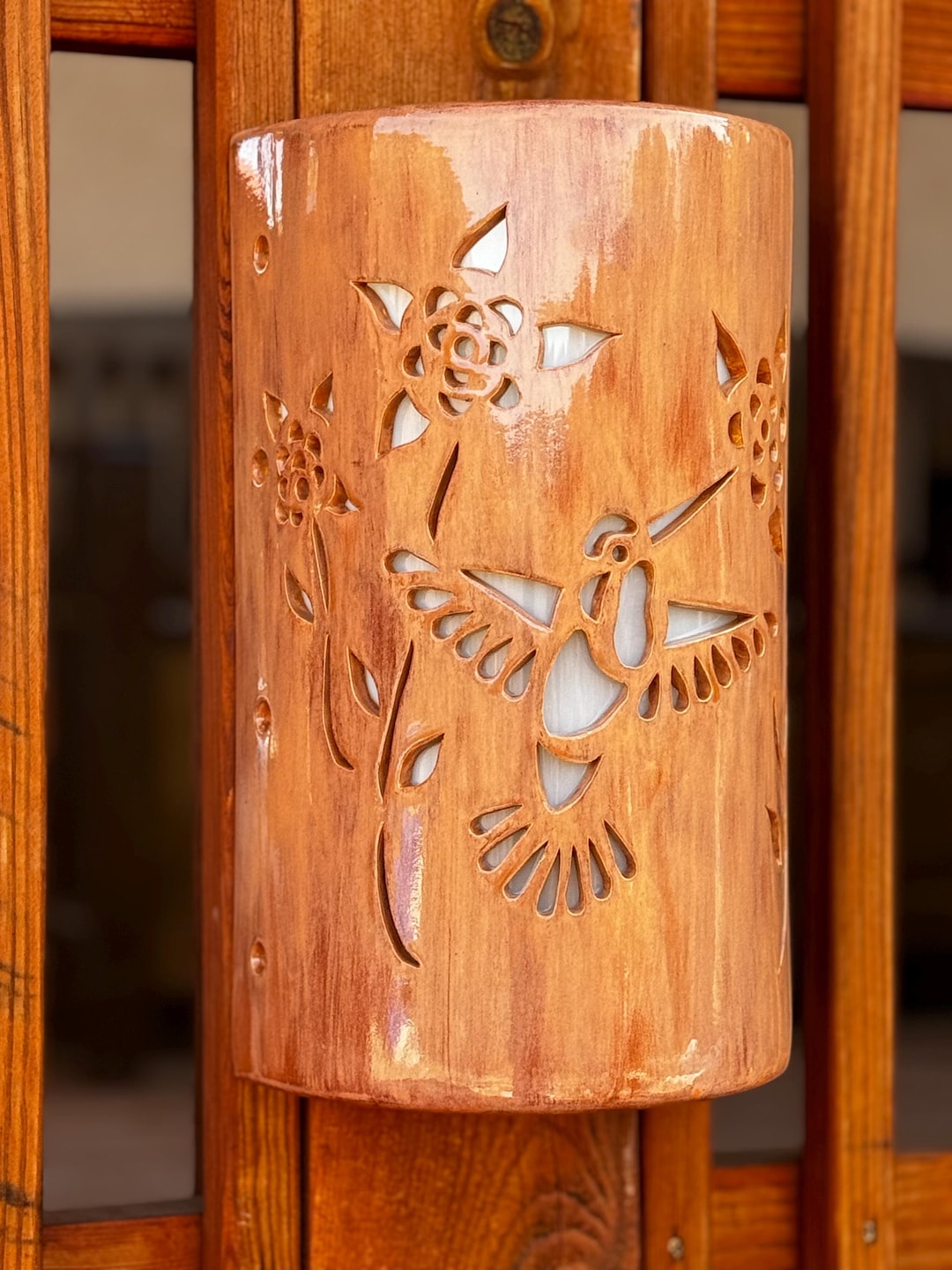 Hummingbird Ceramic Wall Sconce, Rustic Outdoor Light (handmade USA) - Etsy