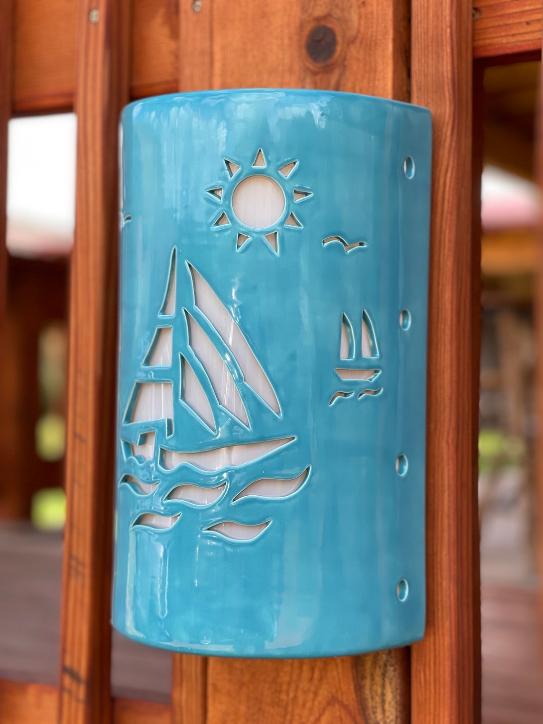 Outdoor Wall Sconce Nautical Sail Boat Coastal Beach House Decor and ...