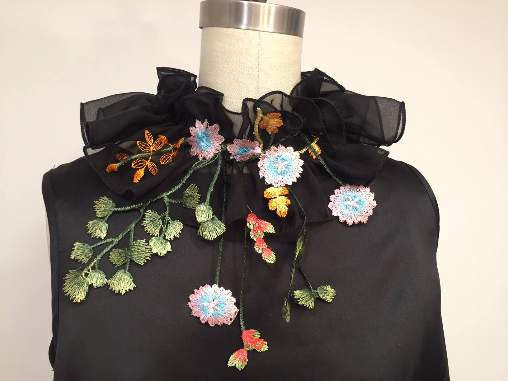 Victorian High Fashion Collar, Silk Chiffon Collar, Neck Piece ...