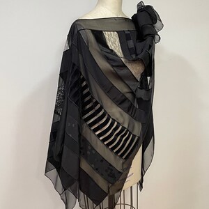 One of a Kind Poncho Black Poncho Patch Work Wrap Stole - Etsy