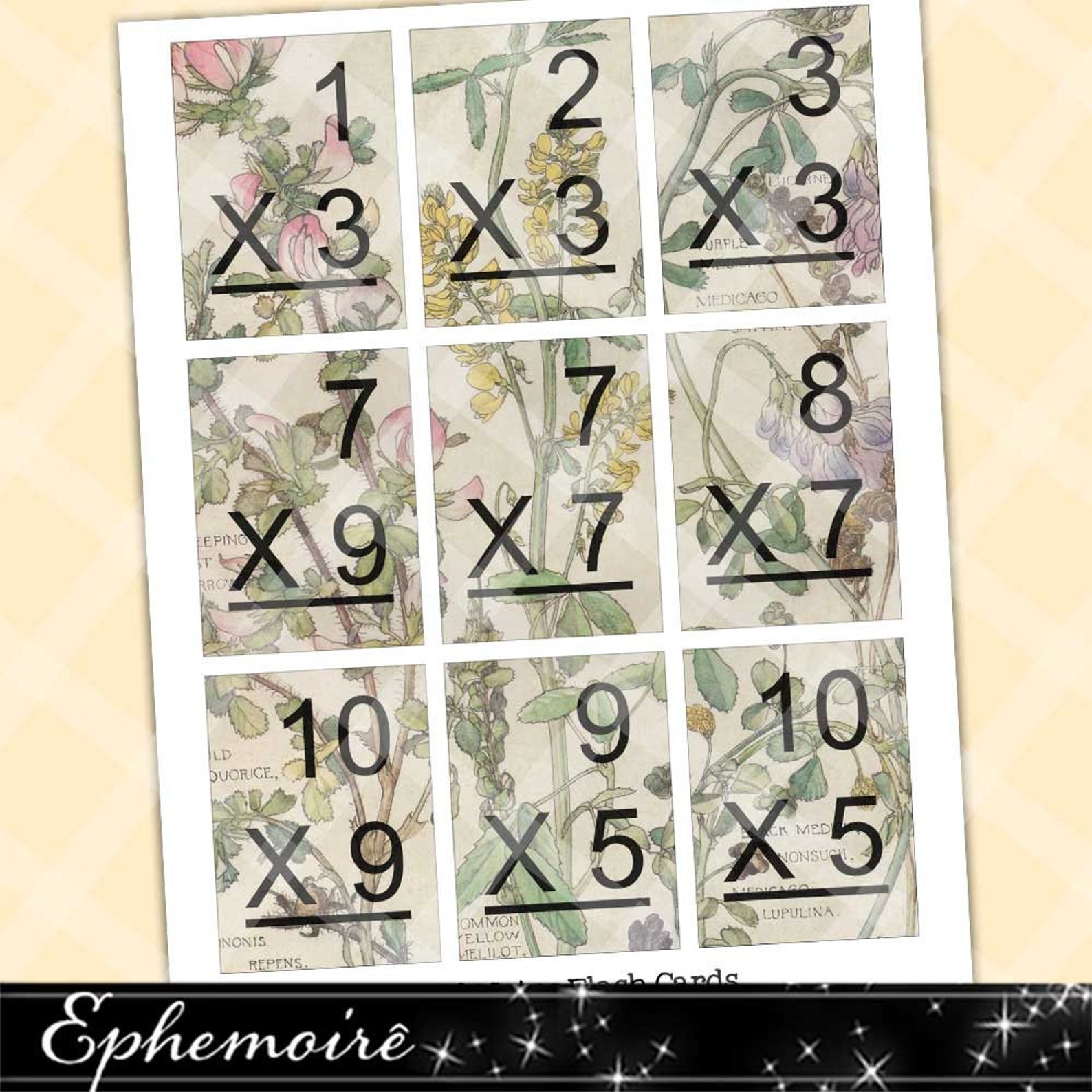 Junk Journal Printable FLASH CARDS Digital Scrapbook | Etsy