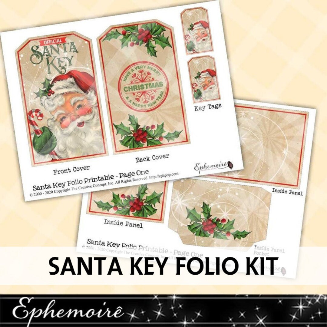 SANTA KEY Printable Folio Kit - Christmas Printable Card Kit ...