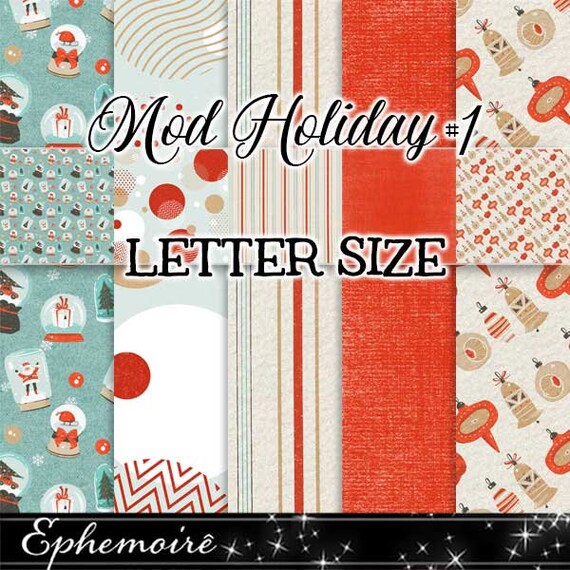 Digital Paper Pack RETRO CHRISTMAS Digital Scrapbook | Etsy