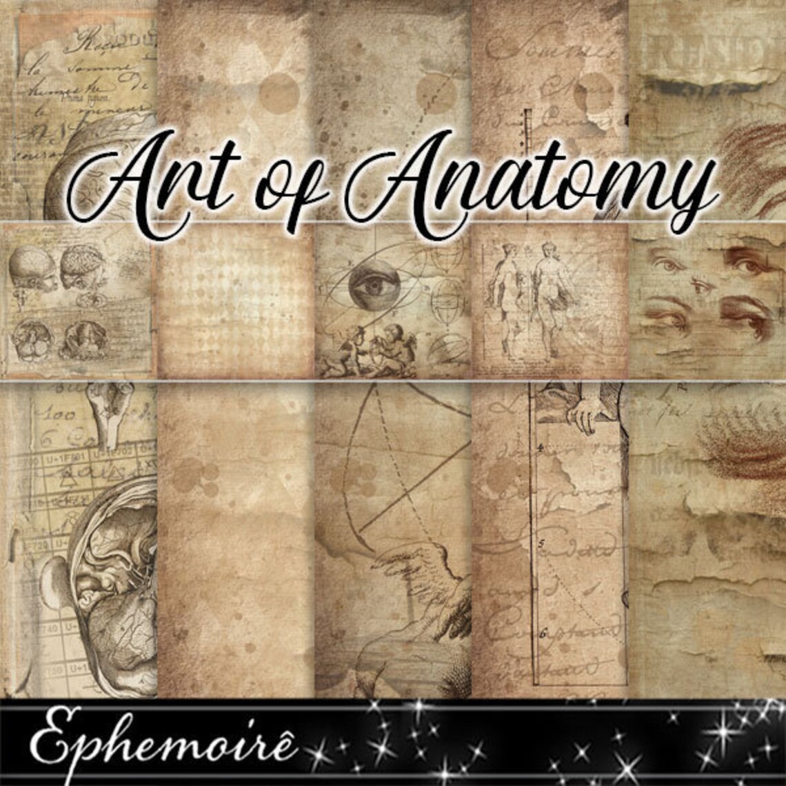 Digital Printable Papers Digital Scrapbooking ANATOMY | Etsy