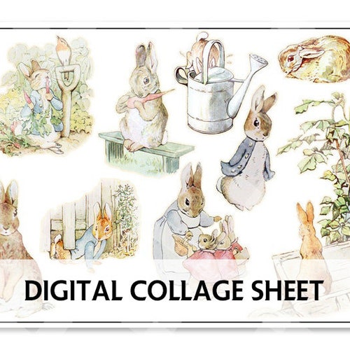 Digital Collage Sheet Peter Rabbit and Friends Beatrix Potter - Etsy