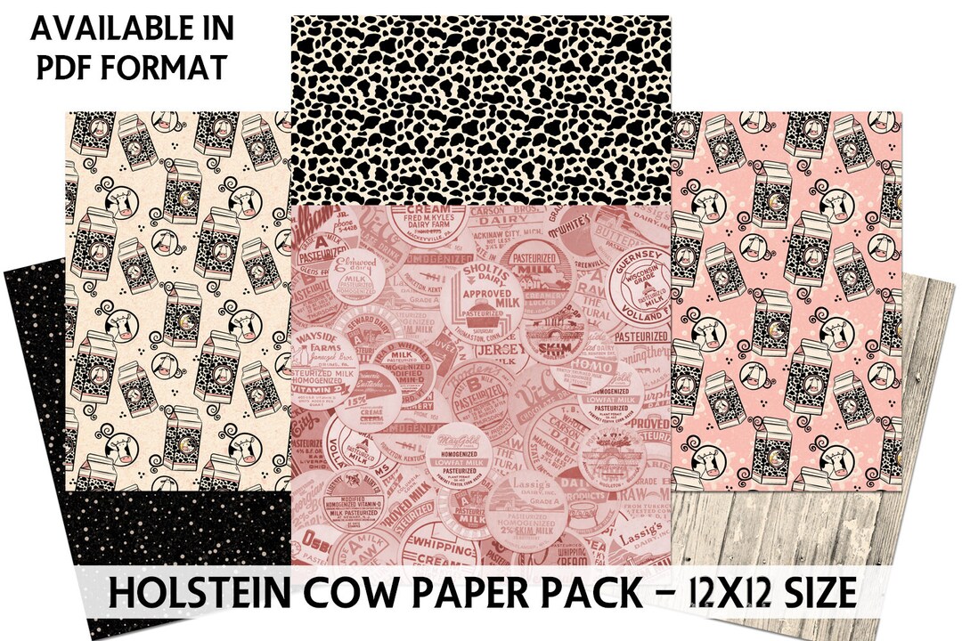 Digital Printable Papers - HOLSTEIN COWS - Cow Printable Papers Set ...