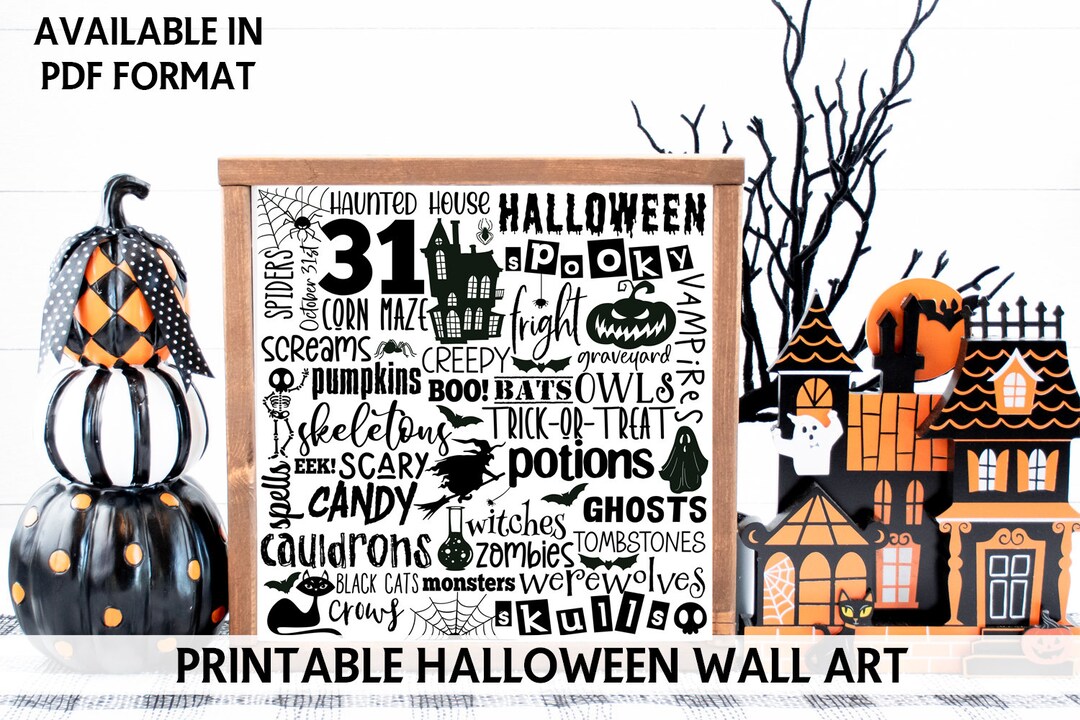 Halloween Word Art - Printable WALL ART - Halloween Decor - Printable ...