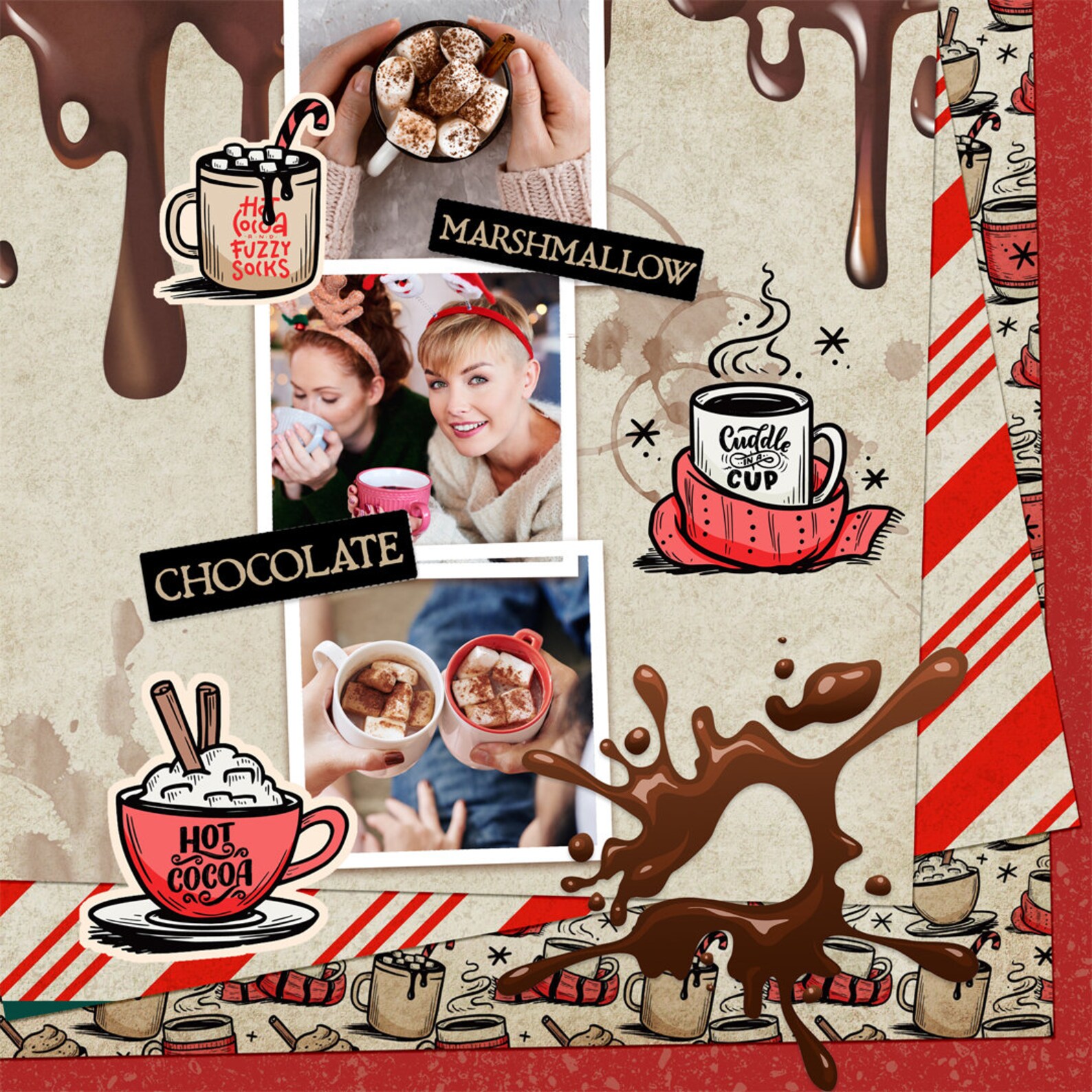 Digital Paper Pack HOT CHOCOLATE Hot Cocoa Papers - Etsy