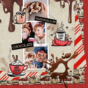 Digital Paper Pack HOT CHOCOLATE Hot Cocoa Papers Digital Scrapbook ...