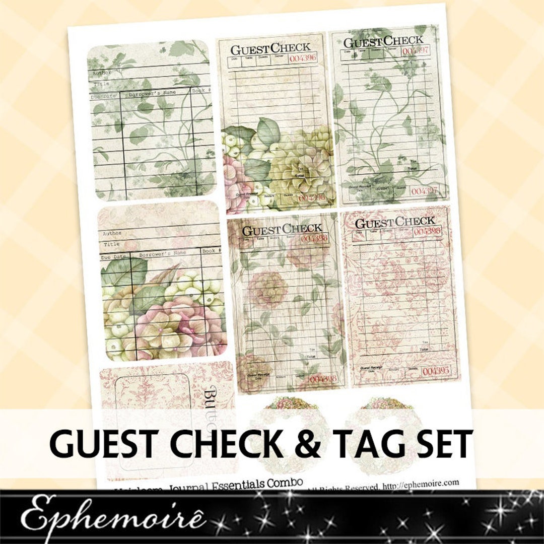 Junk Journal Printable FLORAL LIBRARY CARDS Printable Journal Card ...