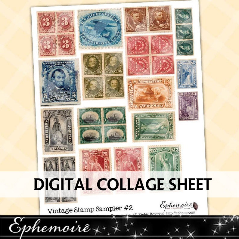 Junk Journal Printable VINTAGE STAMPS Fussy Cut - Etsy