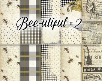 Digital Printable Paper Farmhouse BEES Journal Scrapbook | Etsy