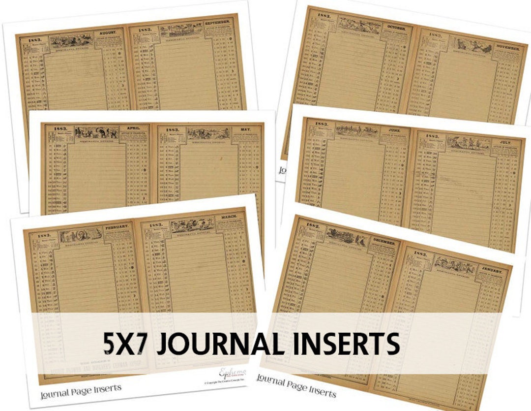 Vintage Almanac Journal Inserts 1880s Vintage Calendar Pages 5x7 ...