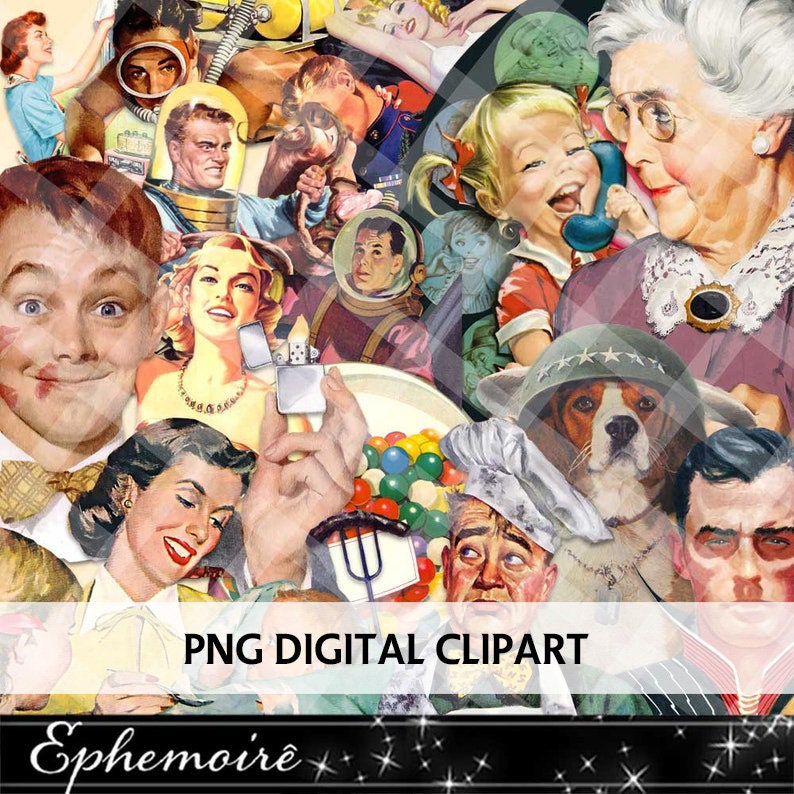 Retro Clipart Mid Century Advertising Digital Scrapbook - Etsy