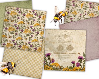 Honey Bees Printable Digital Collage Sheet Digital - Etsy