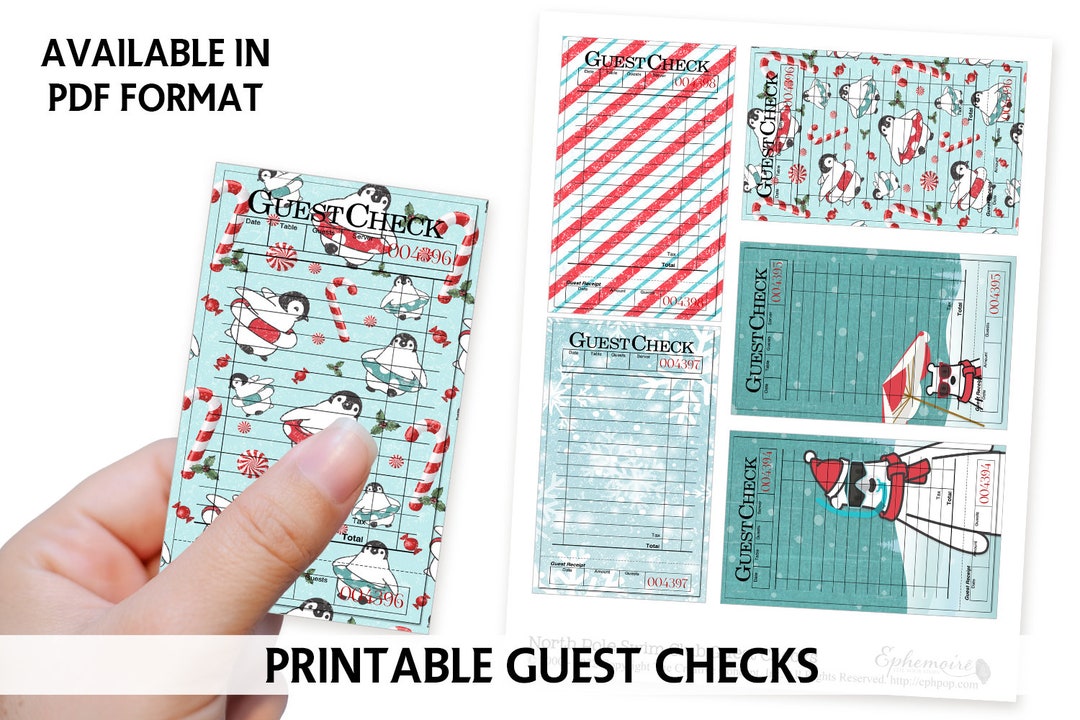 Christmas GUEST CHECK Printable Junk Journal Journal Printable Polar ...