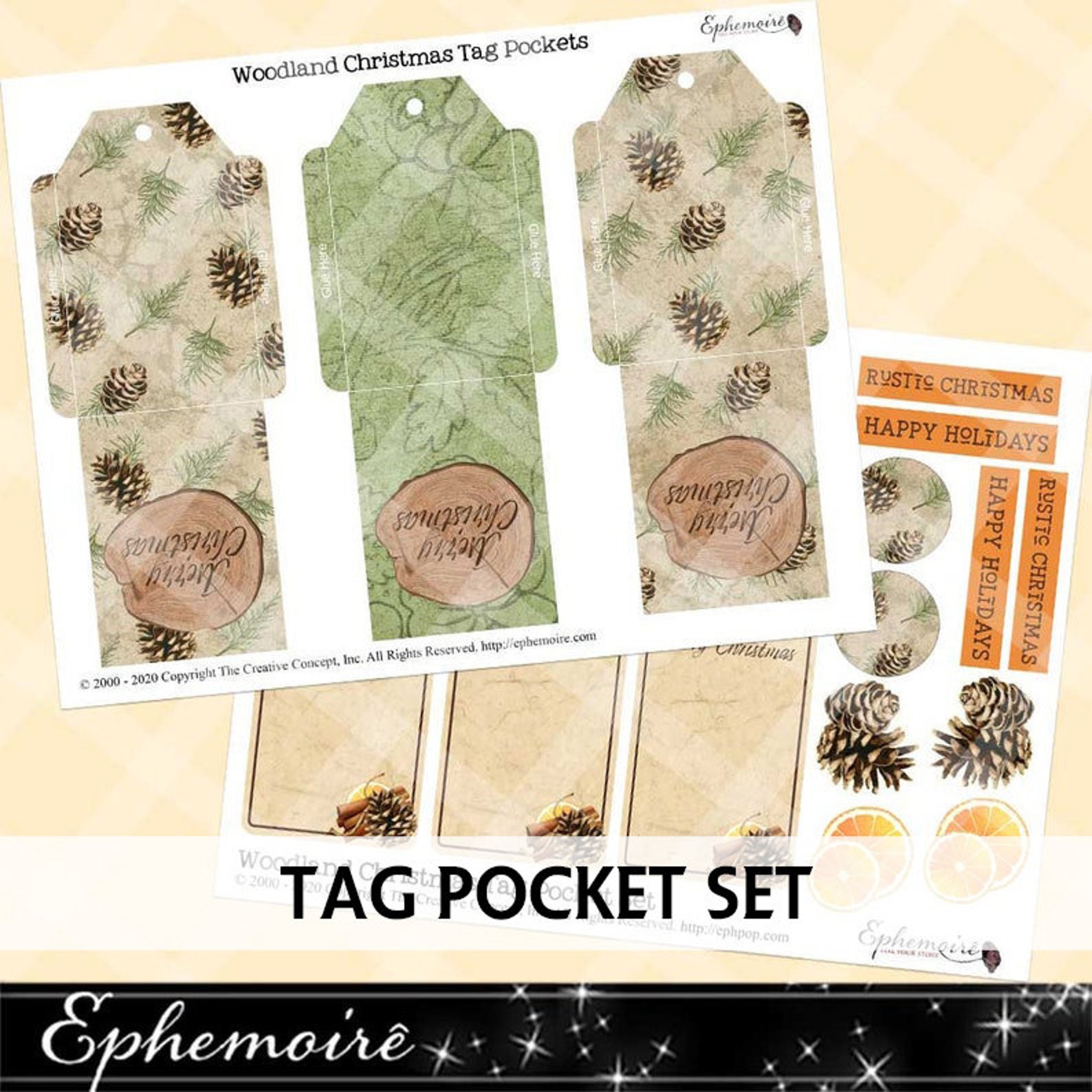 Printable TAG POCKET SET Woodland Christmas Tag Pockets - Etsy
