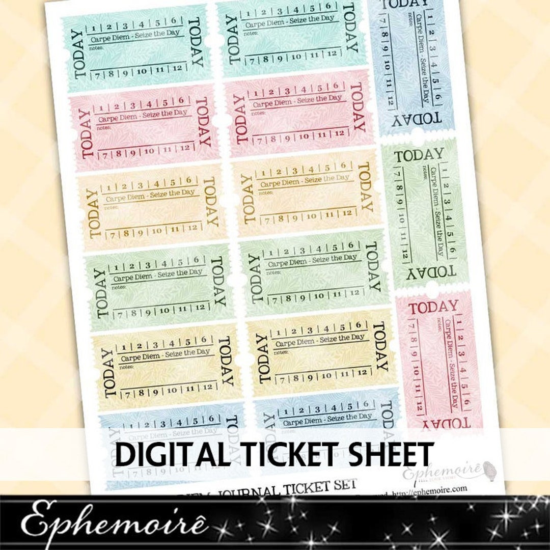 Junk Journal Printable PASTEL PRINTABLE TICKETS Digital Scrapbooking ...