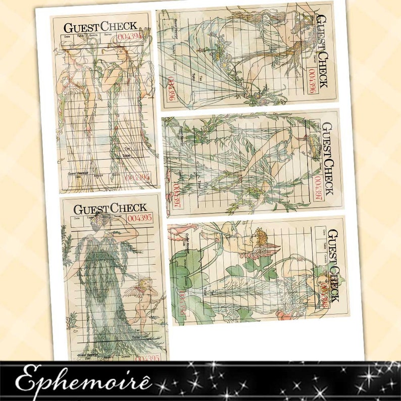 Printable GUEST CHECKS Floral Fairies Fairy Guest Checks | Etsy